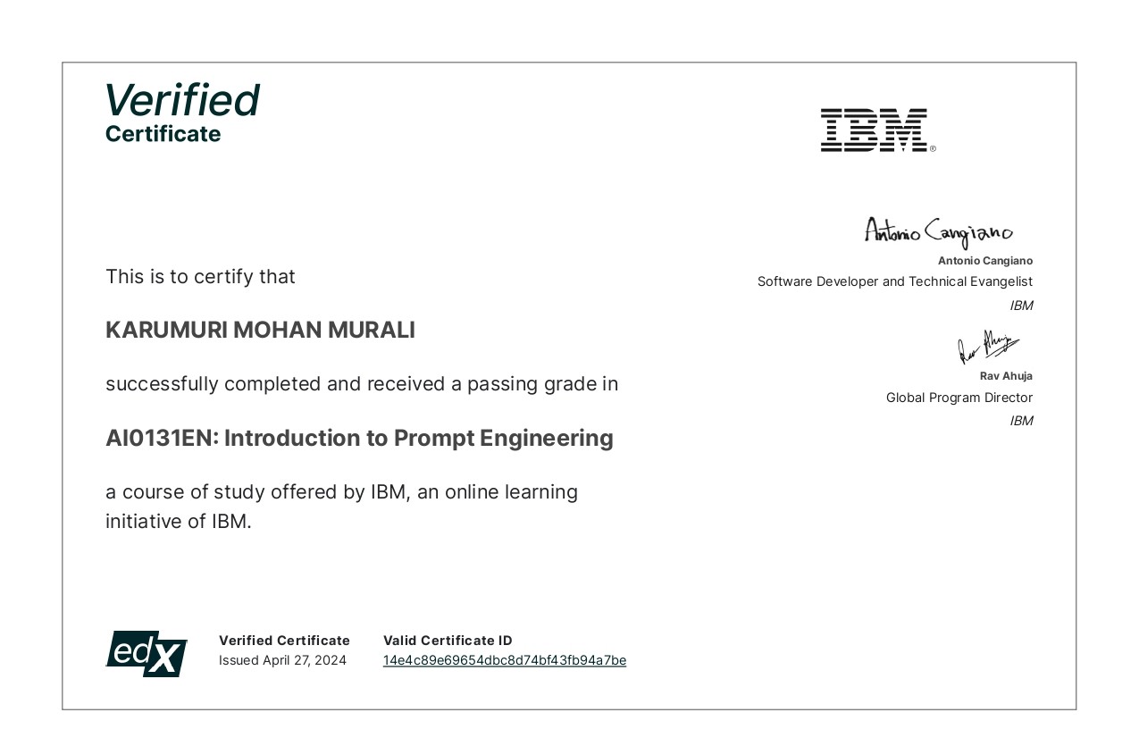 Mohan Murali Karumuri - Portfolio